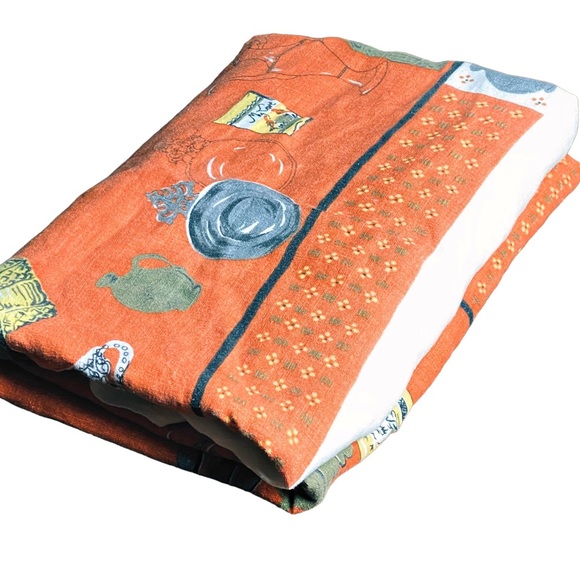 Vintage | Dining | Vintage Tablecloth Hardy Crafts Originals Pottery Vessels Pots Kettles ...